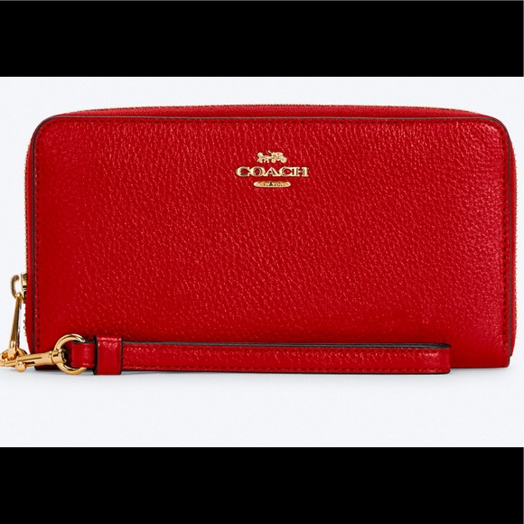 Coach | Bags | Authentic Red Coach Wallet With Zipper | Poshmark